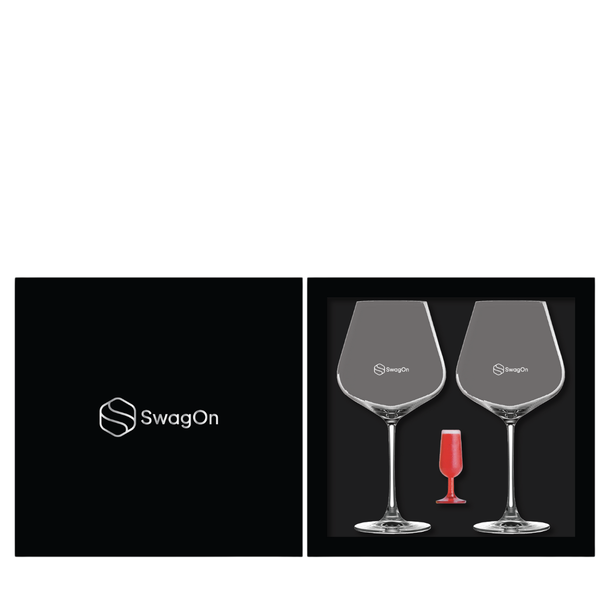 เซตกล่องแก้วไวน์ 2 ใบพร้อมจุกปิดขวด... - SwagOn